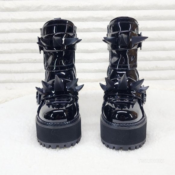 Demonia | Shoes | Demonia Assault Shiny Black Patent Claw Spiked ...